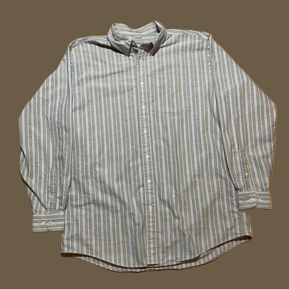 L.L. Bean | Shirts | Classic Comfort Ll Bean Striped Buttonup Grey Blue ...